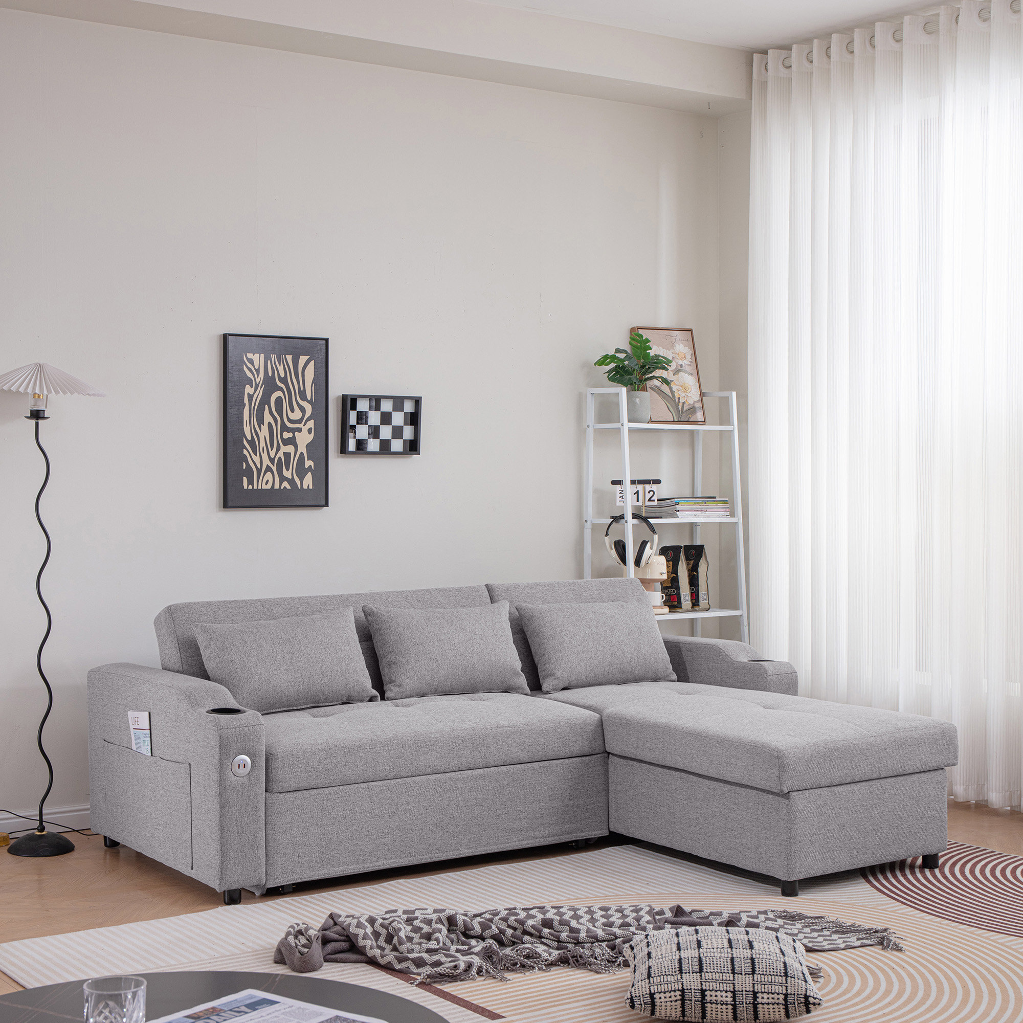 Latitude Run® [VIDEO] Provided]84"Adjustable Backrest Sofa Bed | Wayfair